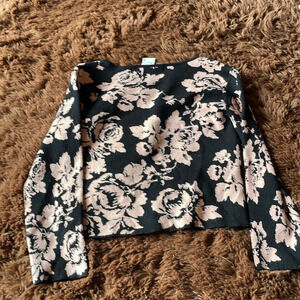 American Rag | Sweaters | American Rag Black Pink Rose Long Sleeve Crop ...